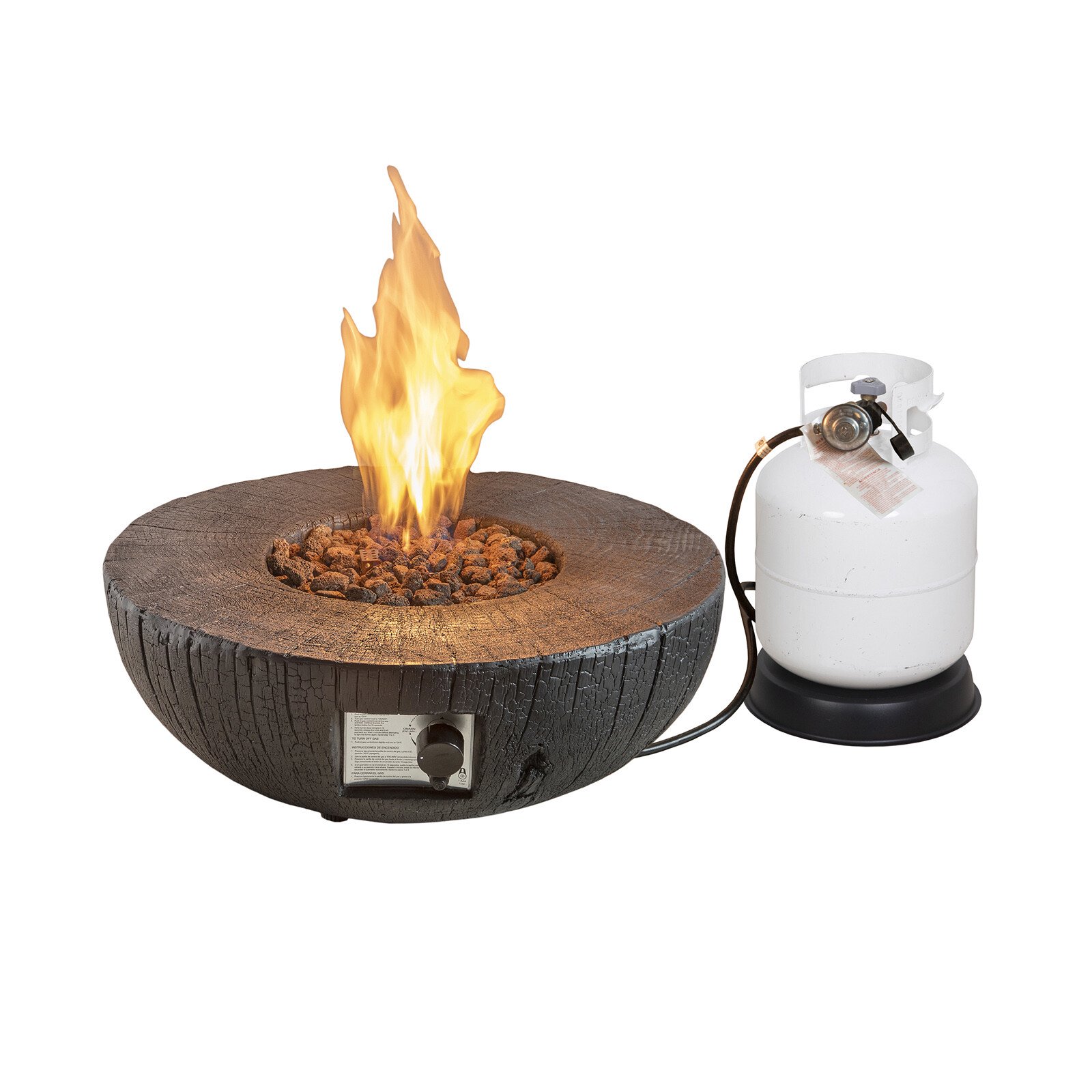KALEFU 28" Ore Powder 30,000 BTU Exterior Faux Stone Propane Round Fire ...