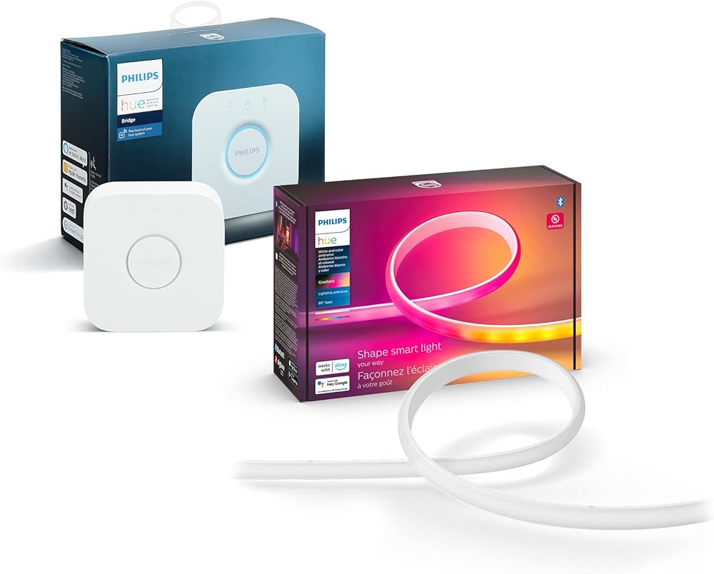 Philips Hue (1) 6-Foot Smart LED Light Strip Base Kit with (1) Bridge ...