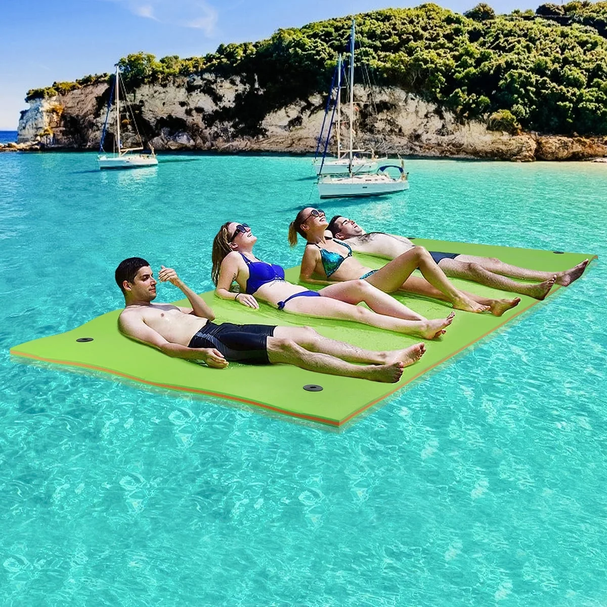 HALLOLURE Water Floating Mat Foam Pad, 13x5FT Bouncy Tear-Resistant XPE ...