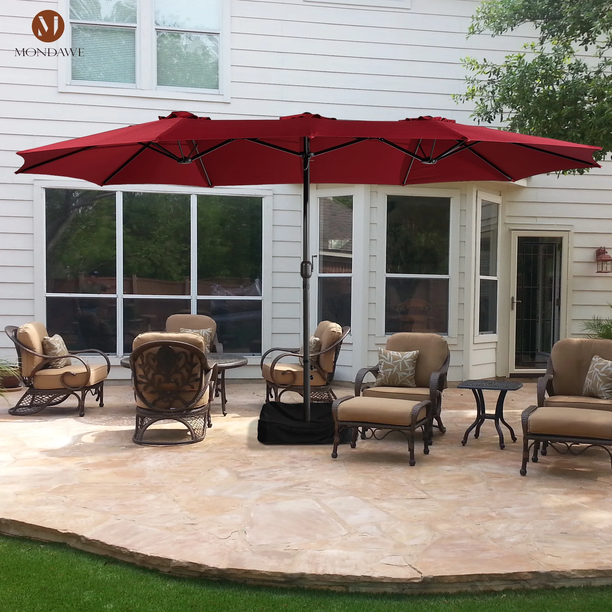 15ft Large Patio Umbrellas with Base Included, Outdoor Double-Sided ...