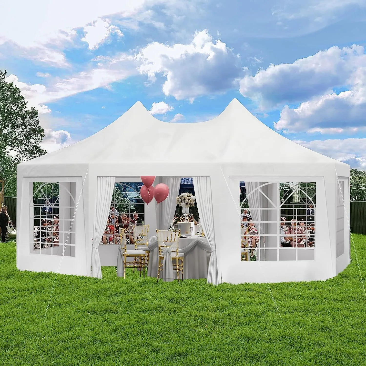 Outdoor Party Tent Gazebo,Pavilion Adjustable Sidewalls White Shelter ...