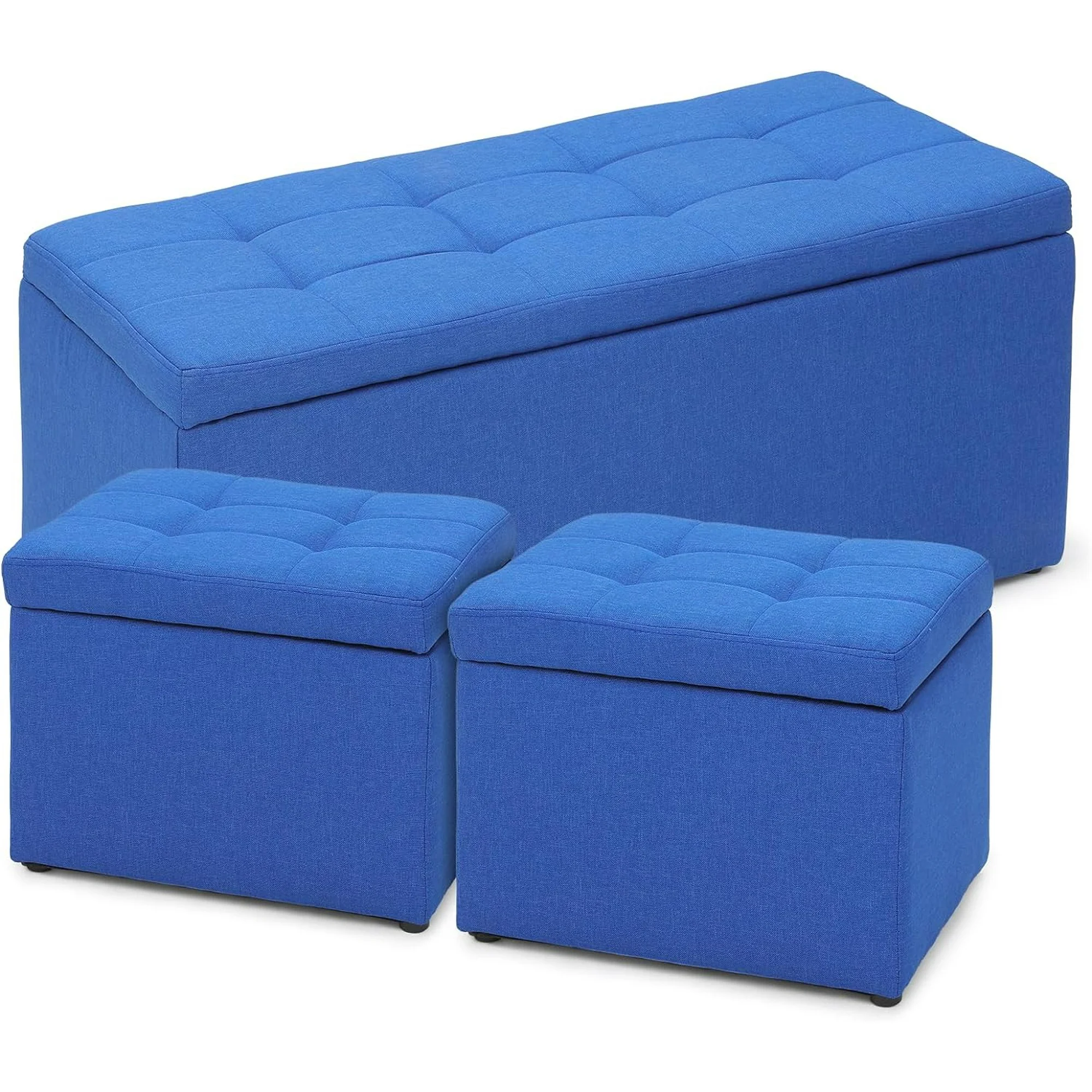 Rectangular Storage Ottoman Bench Tufted Footrest with Cube Ottomans ...