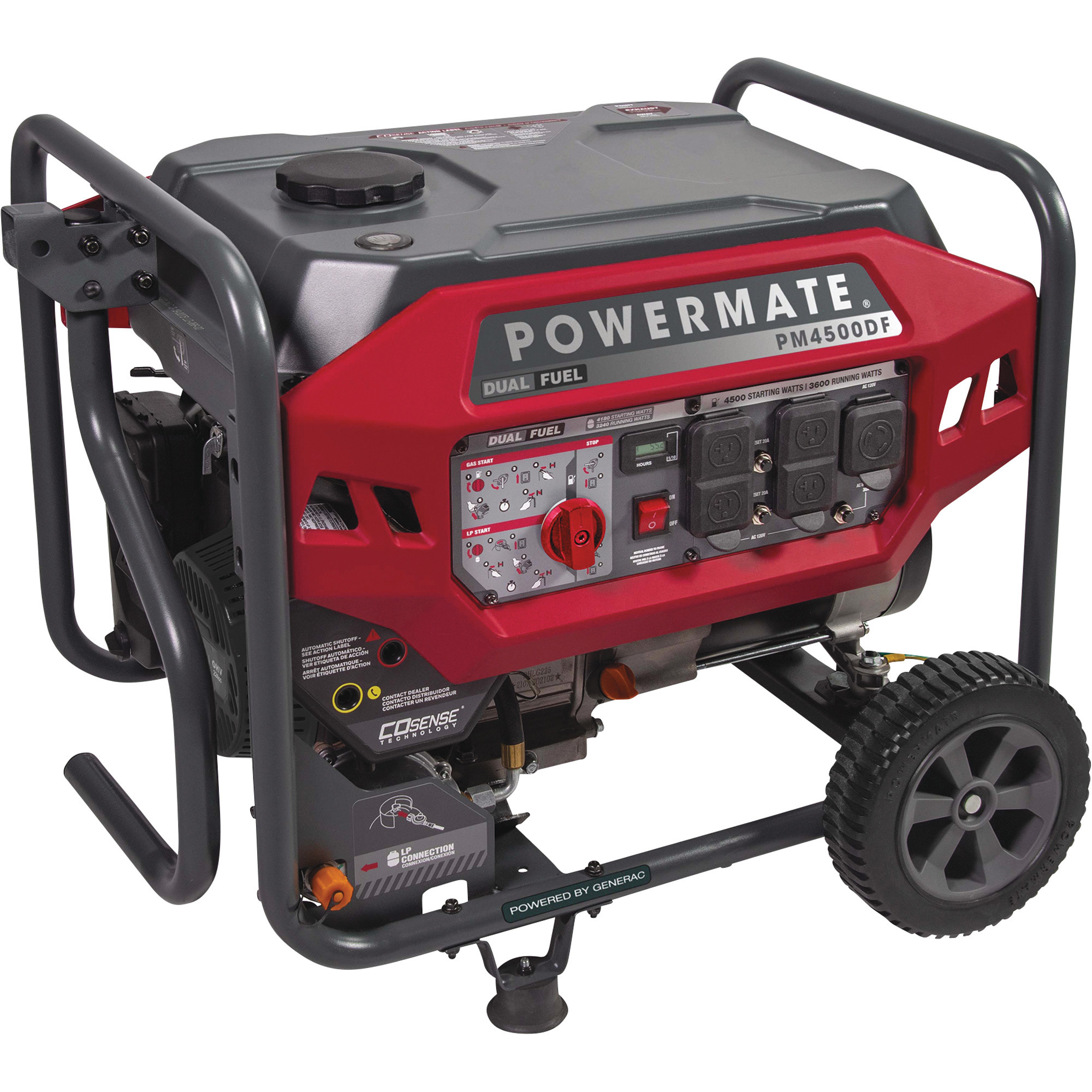 Powermate Dual Fuel Generator, 4500 Surge Watts, 3600 Rated Watts ...