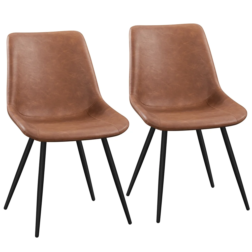 Yaheetech Faux Leather Dining Chairs with Metal Legs for Dining Room ...