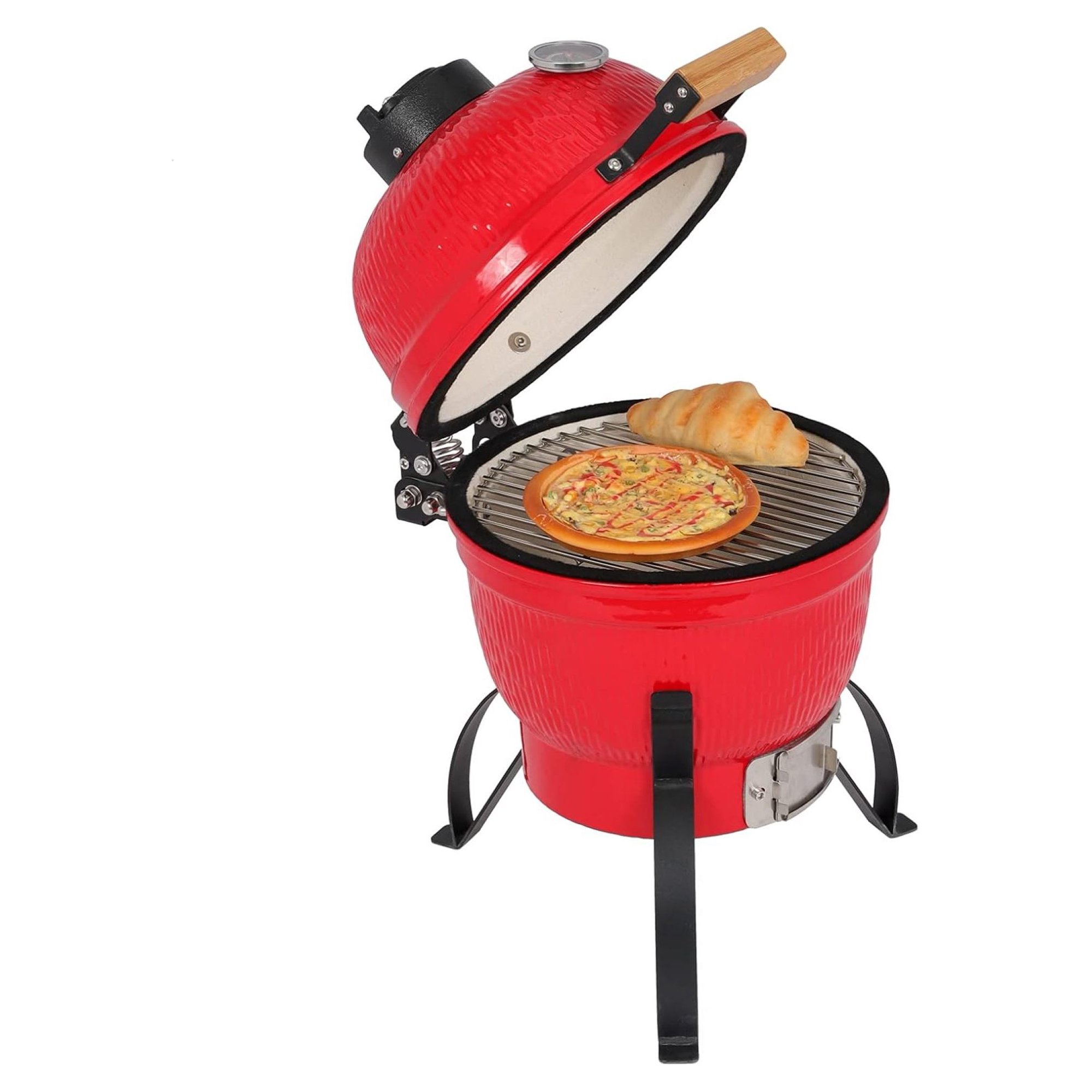 cMinc Ceramic Grill, 13" Round Kamado Charcoal Grill, Portable Barbecue ...