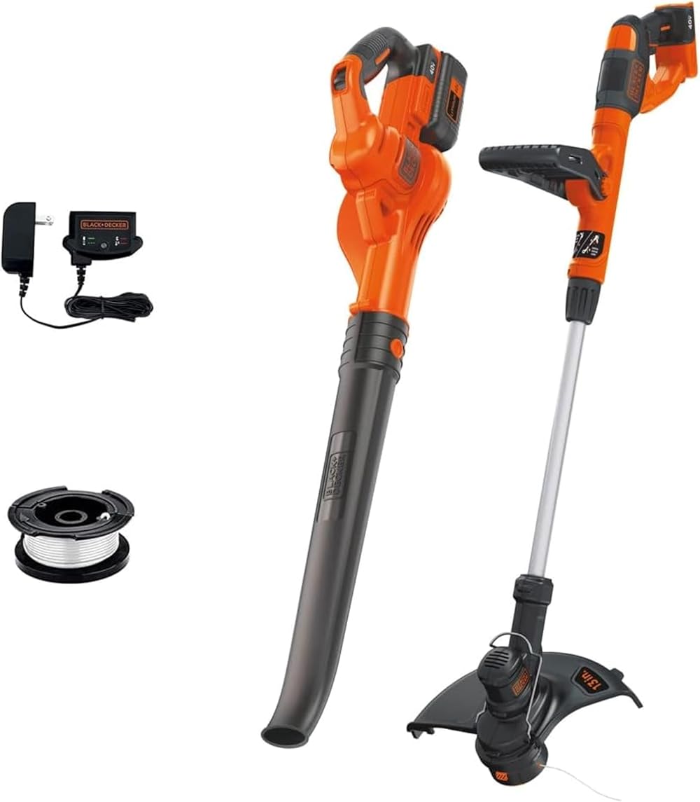 BLACK+DECKER 40V Max Cordless Sweeper & String Trimmer Combo Kit ...