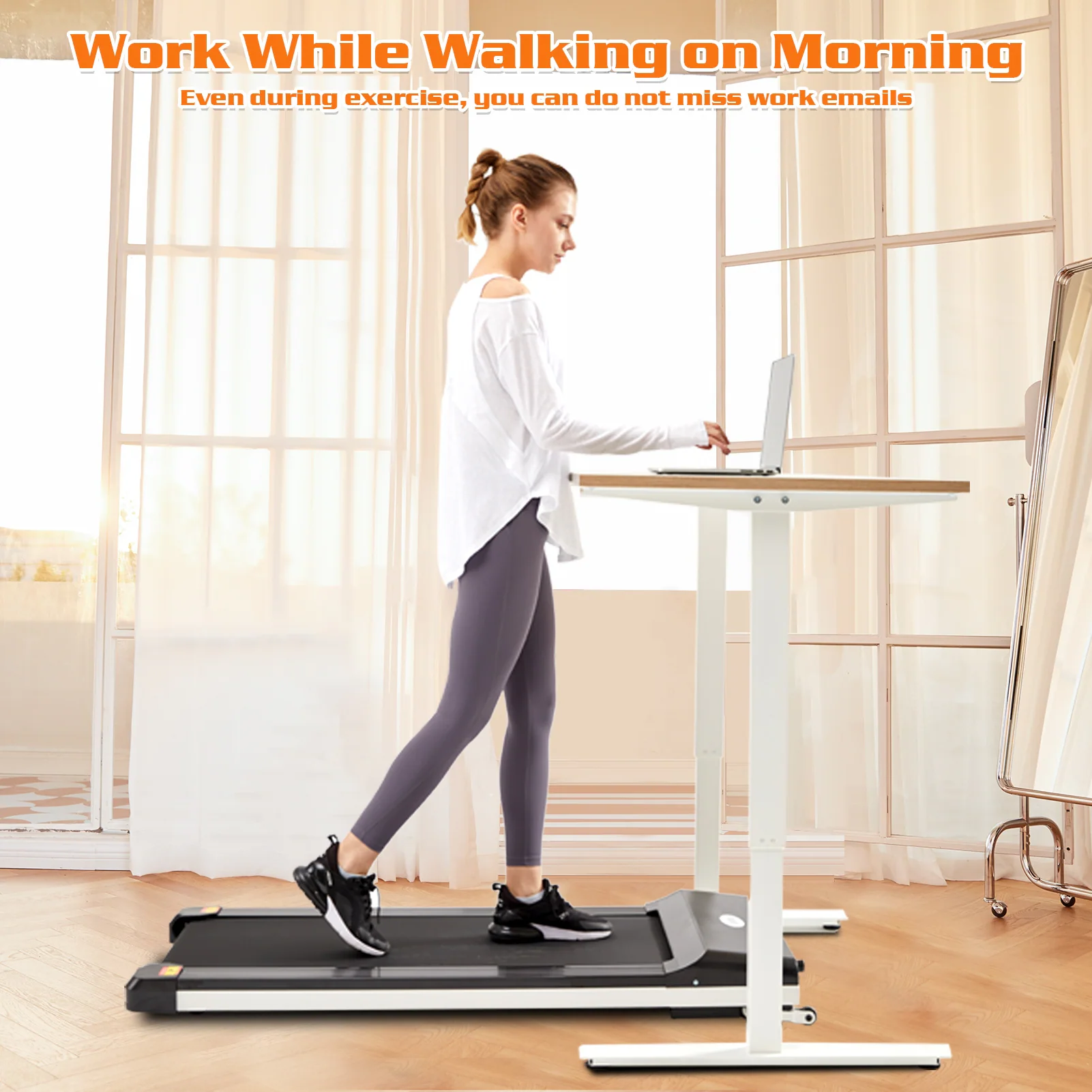Under Desk Walking Treadmill for Home, Portable Mini Treadmill ...