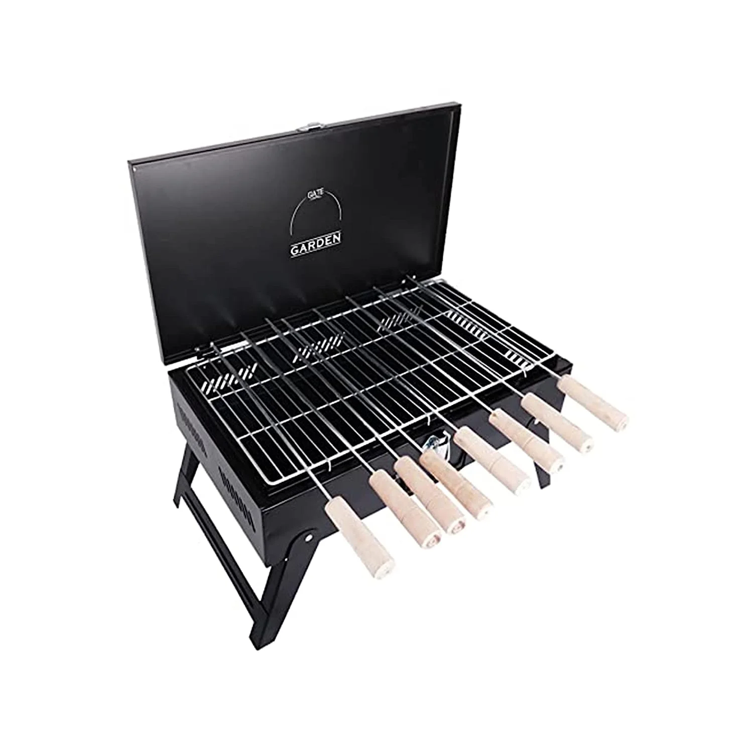 Gate Garden Briefcase Barbeque Grill (8 Skewers, Black) | Tandoor ...