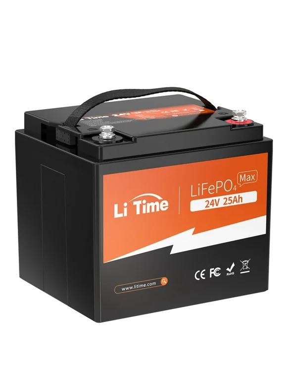 LiTime 25.6V 25Ah Lithium Battery Deep Cycle LiFePO4 Battery, 2C ...