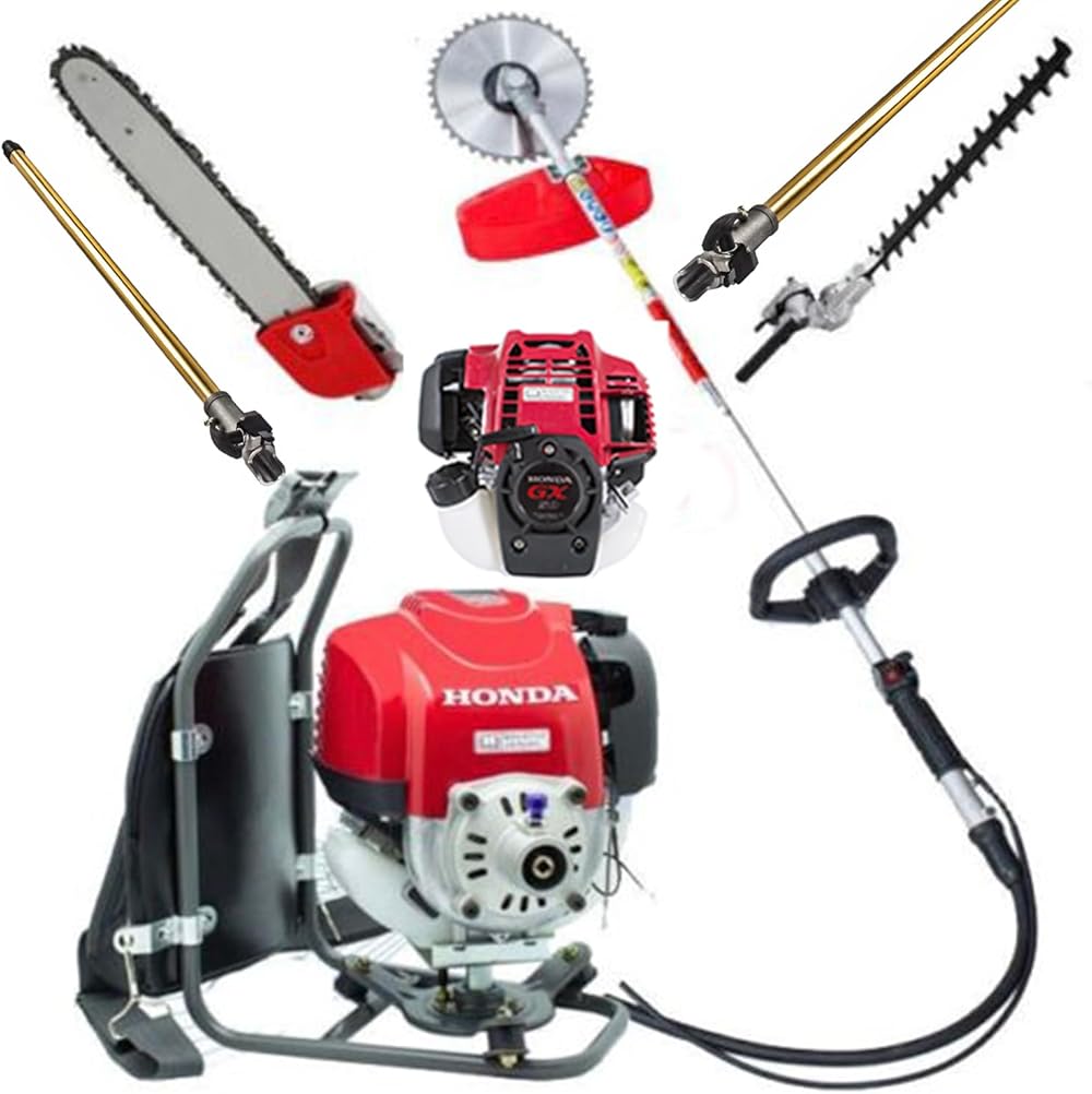 GX50 Backpack 4-Stroke 3 in 1+2 Poles Gas Brush Cutter Hedge Trimmer ...