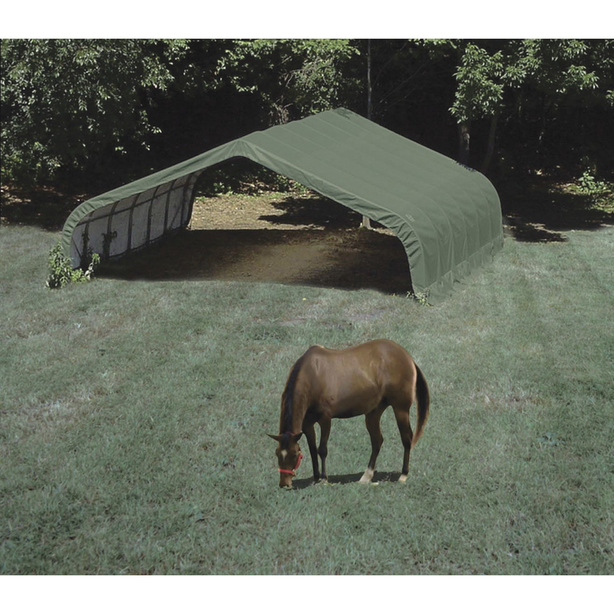 ShelterLogic Peak Style Run-In Shed, Green, 24ft.L x 22ft.W x 12ft.H ...