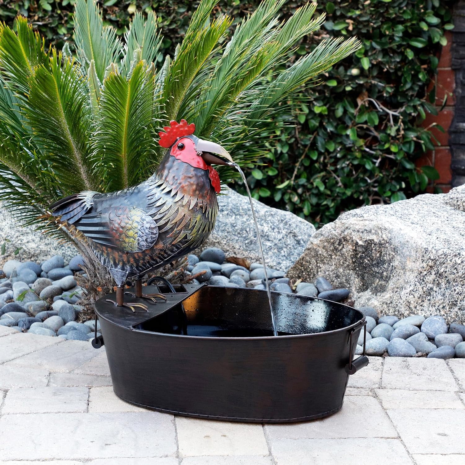 NCY296 Outdoor Metal Rooster Water Fountain, Vintage Metal Rooster ...