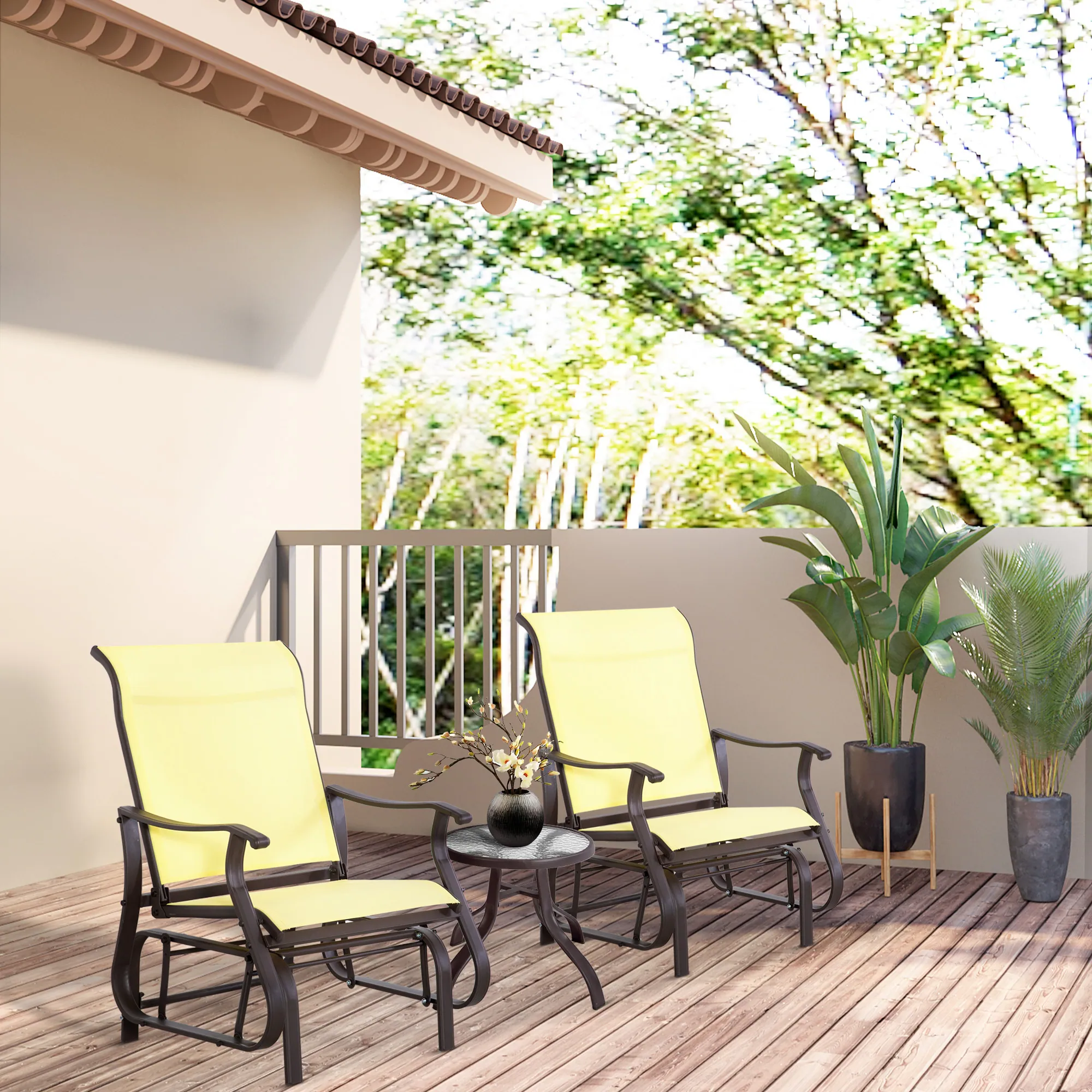 Outsunny Outdoor Swing Glider Chair, Patio Mesh Rocking Chair with ...