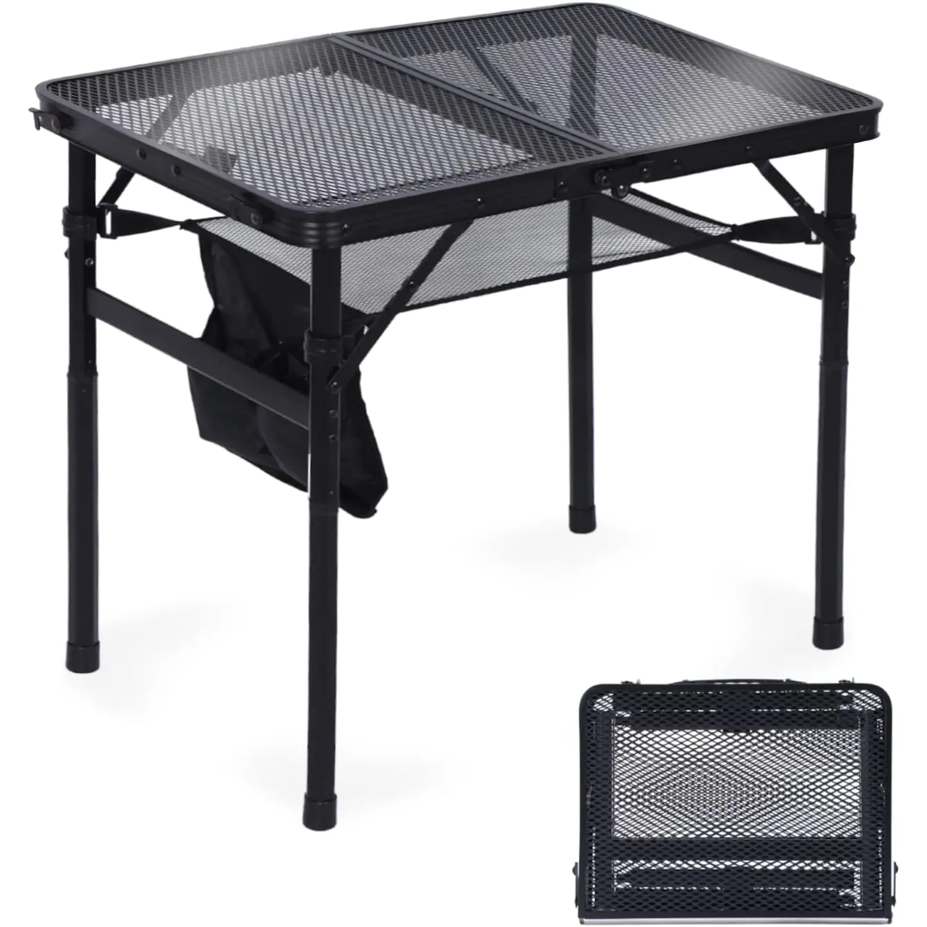 Folding Table Adjustable Height, Portable Camping Table with Mesh Bag ...