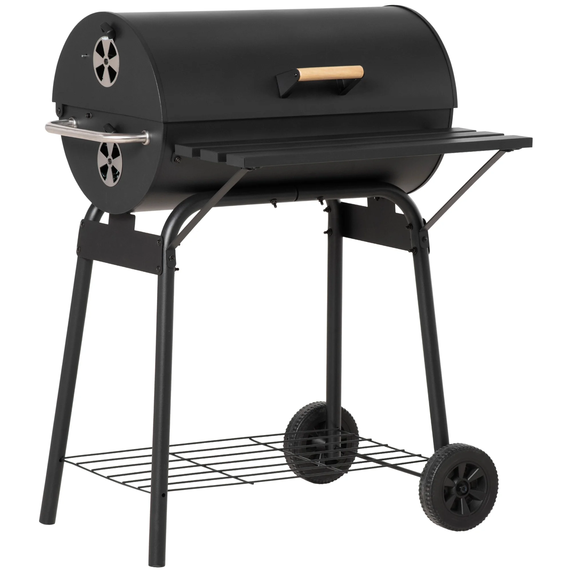 Capri 30" Charcoal Grill with Storage Shelf and Wheels, Portable BBQ ...