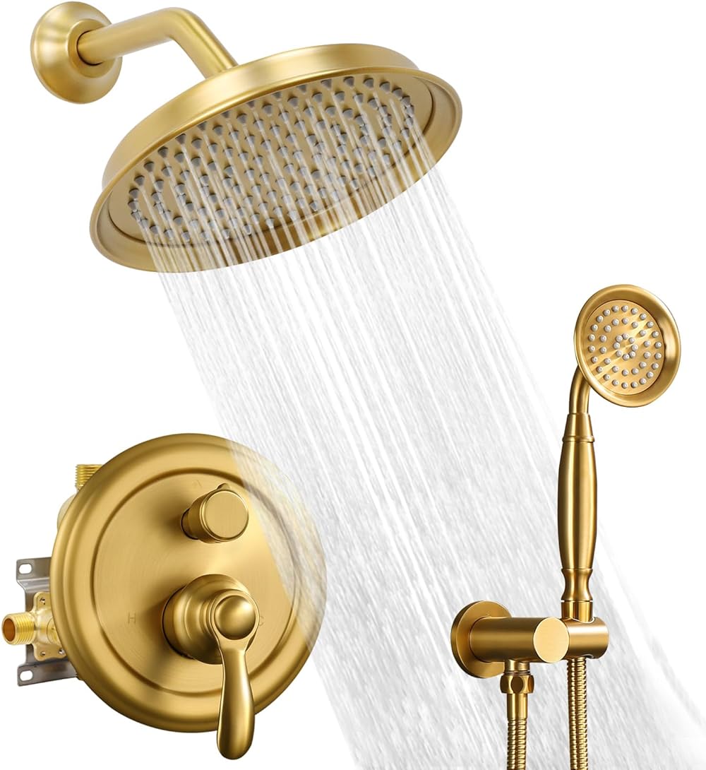 Brushed-Gold Vintage Shower-Faucet Sets, Antique Brass Shower System ...