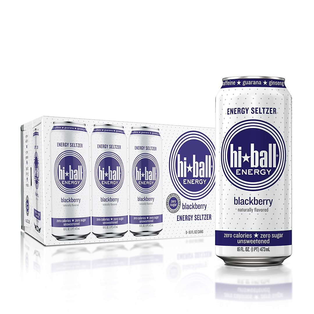 Hiball Energy Seltzer Water, Natural Energy Drink (16 Fl Oz Pack of 8 ...