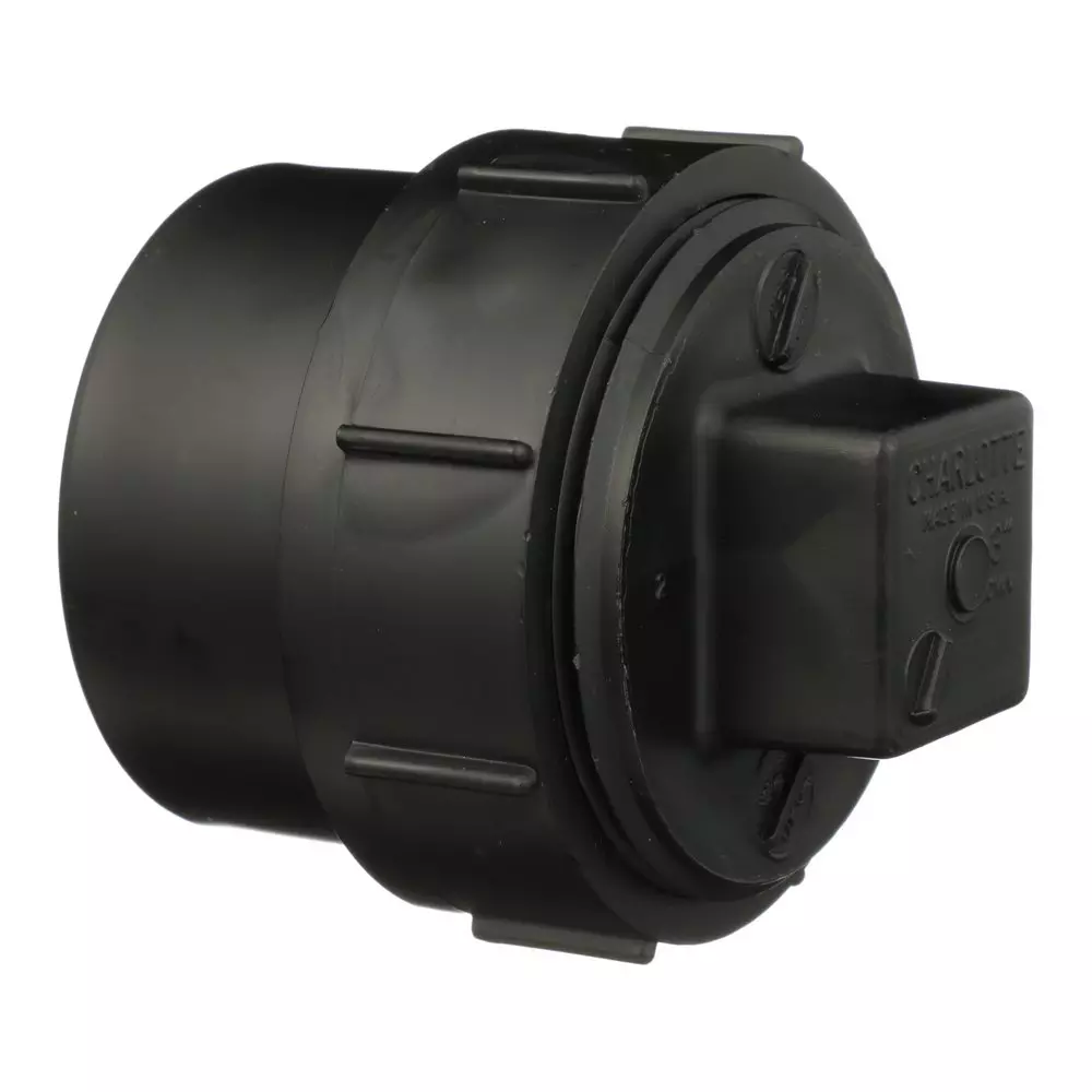 Black ABS DWV Fitting Cleanout Adapter with Plug - Texas Outlet