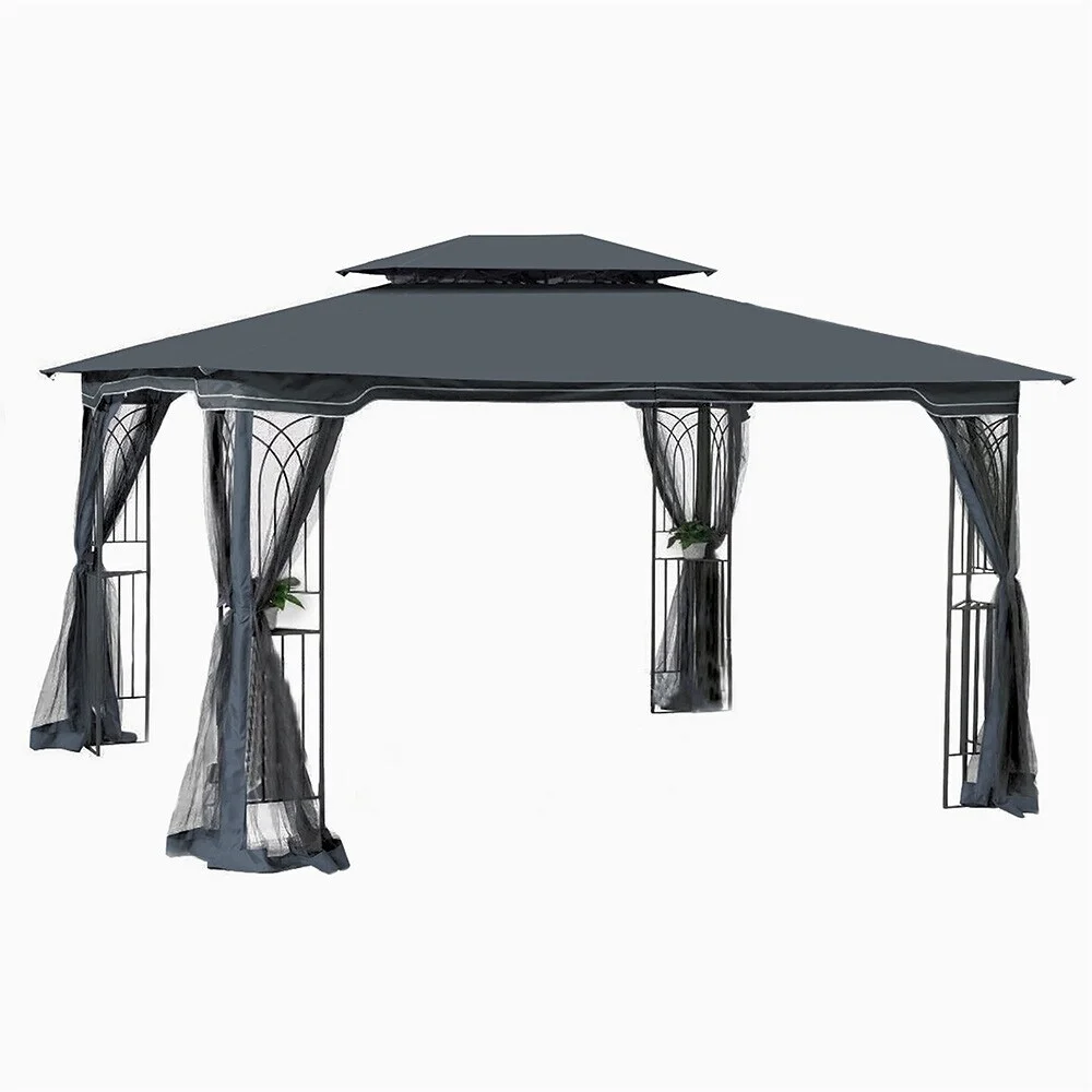 13x10 Ft Outdoor Patio Gazebo Canopy Tent with Ventilated Double Roof ...