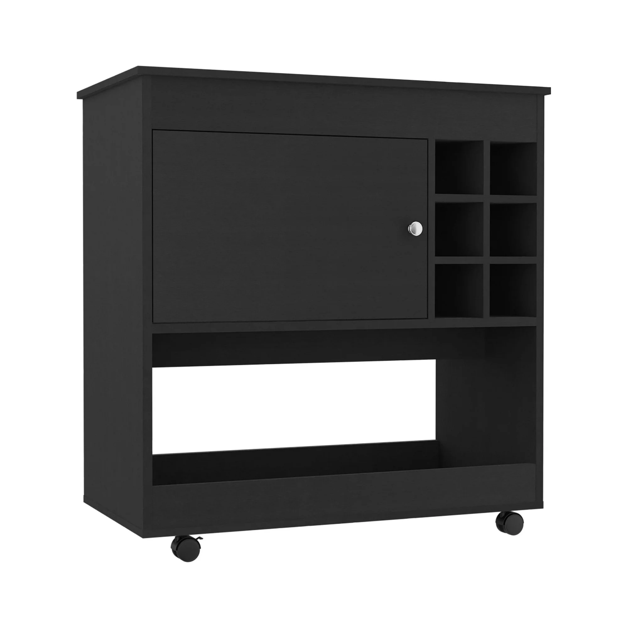 TUHOME Camelia Bar Cart Engineered Wood Bar Carts in Black - Texas Outlet