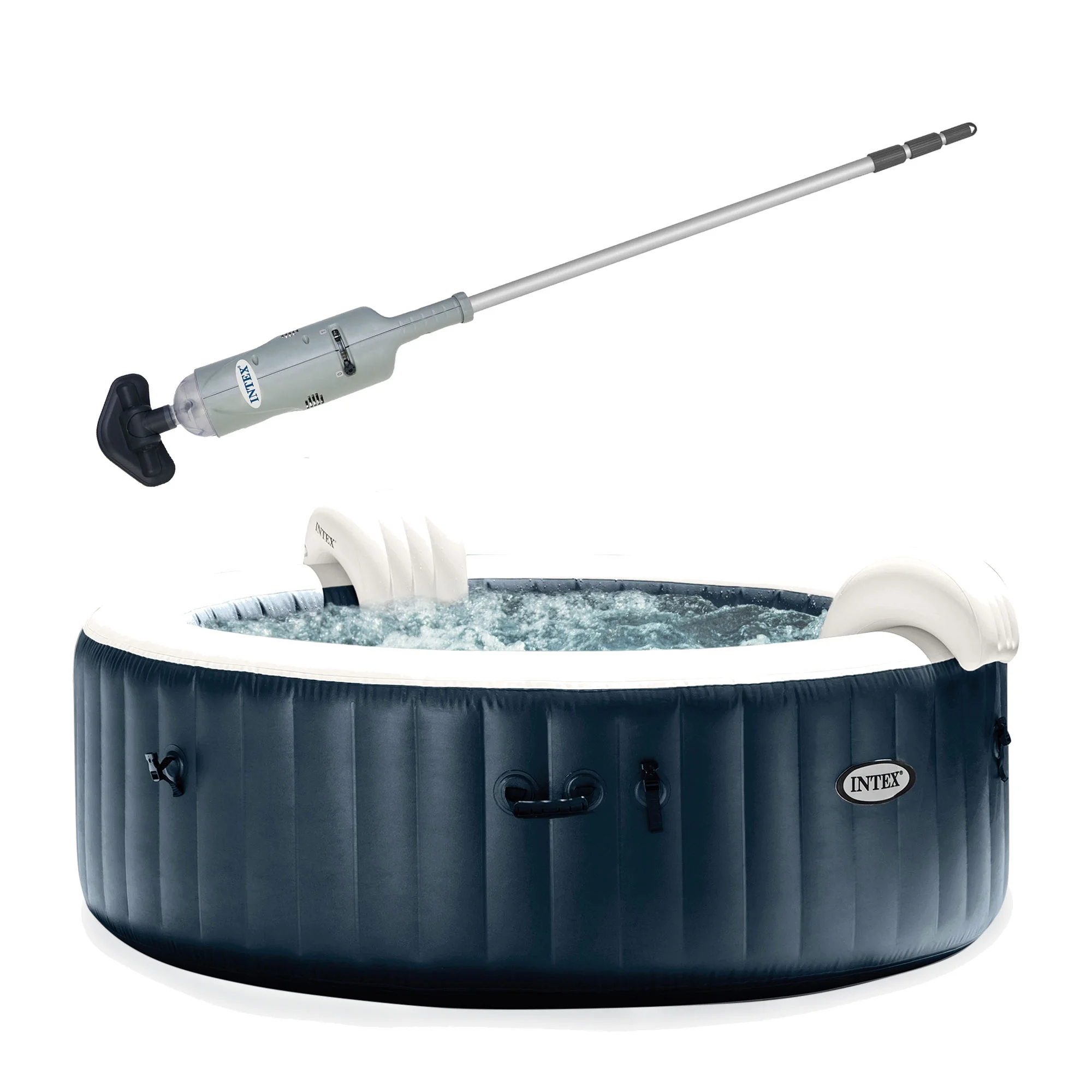 Intex Pool Vacuum with PureSpa 6 Person Inflatable Hot Tub, Cobalt Blue ...