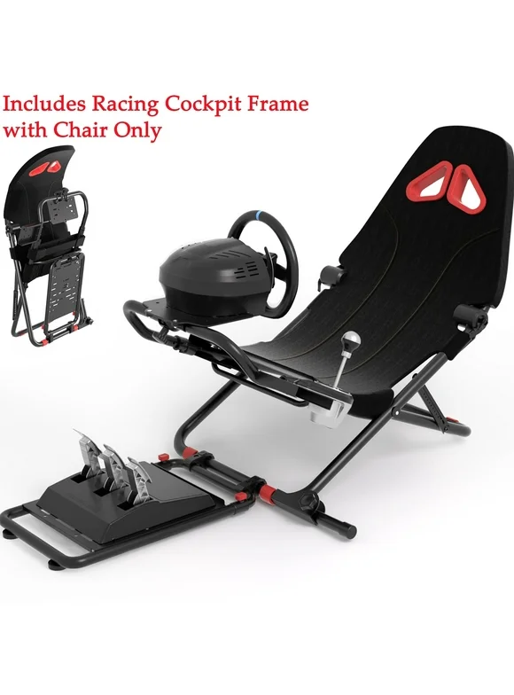 Racing Simulator Cockpit with Chair, Foldable Simulator Cockpit with ...