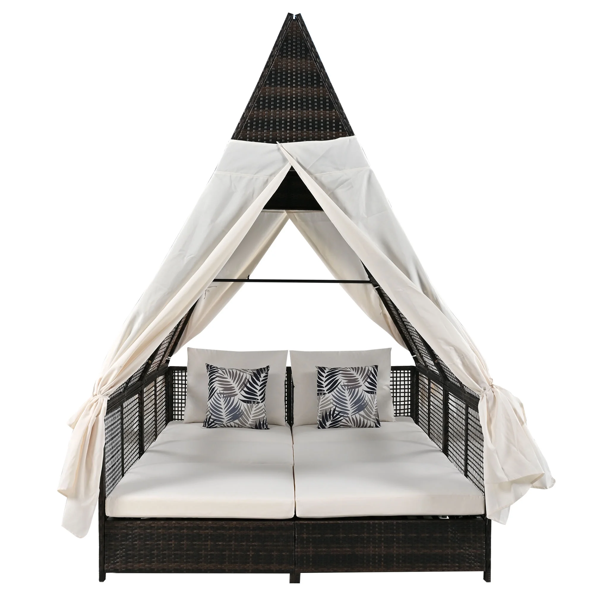 Yesfashion Outdoor Daybed Patio Lounge Bed with Adjustable Backrest ...