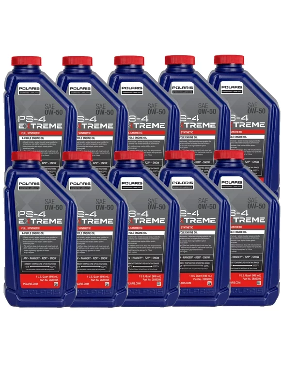 Polaris New OEM PS-4 Extreme Full Synthetic 0W-50 Engine Oil Pack of 10 ...