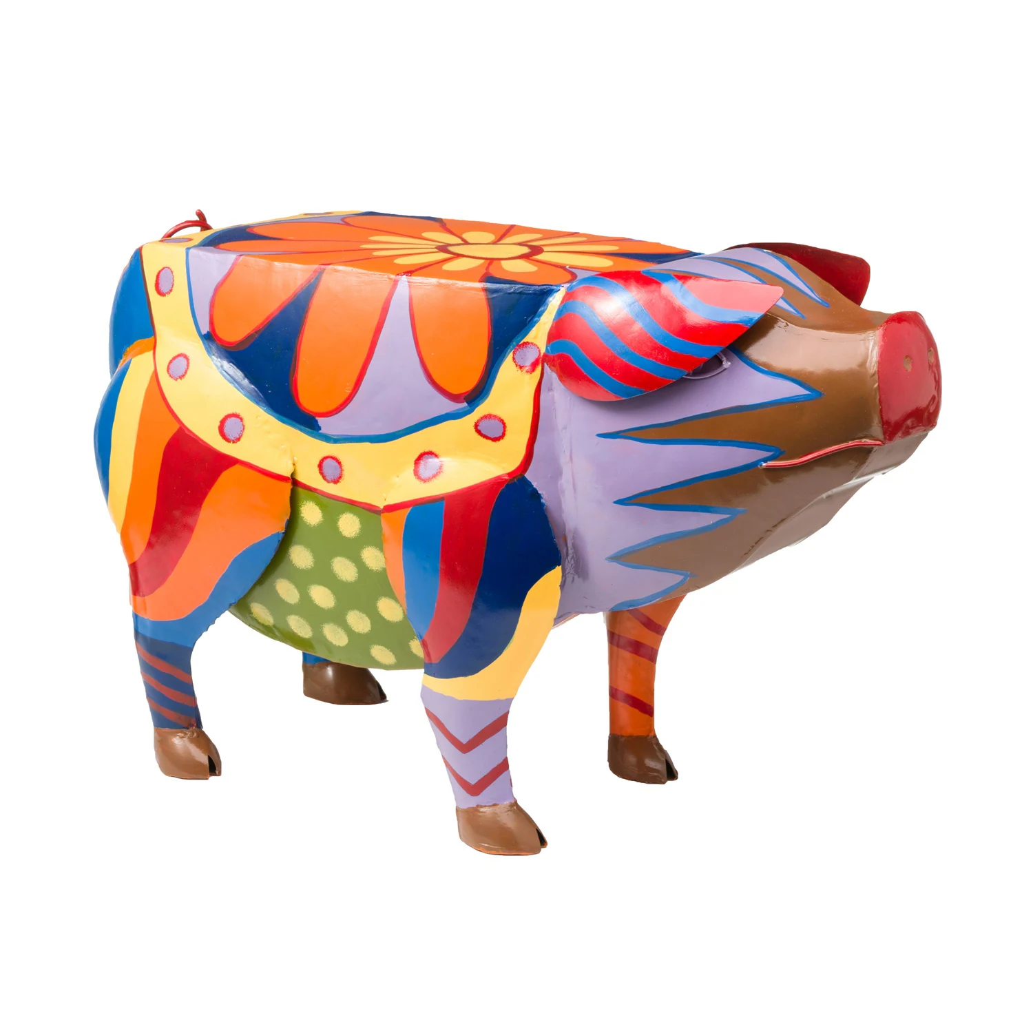 Colorful Folk Art Pig Side Table - Texas Outlet