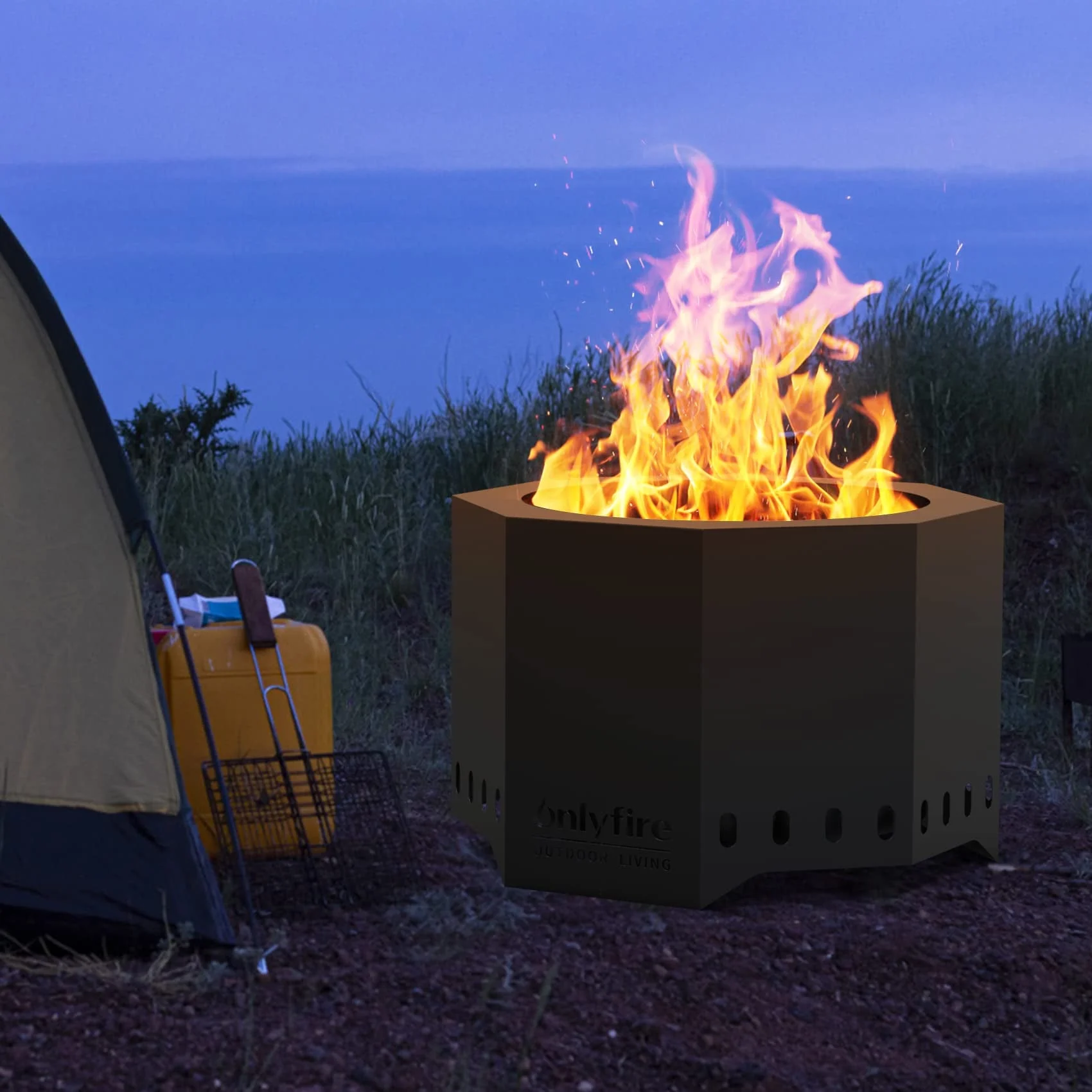 Only Fire 26" Smokeless Wood Burning Metal Fire Pit, Outdoor Patio ...