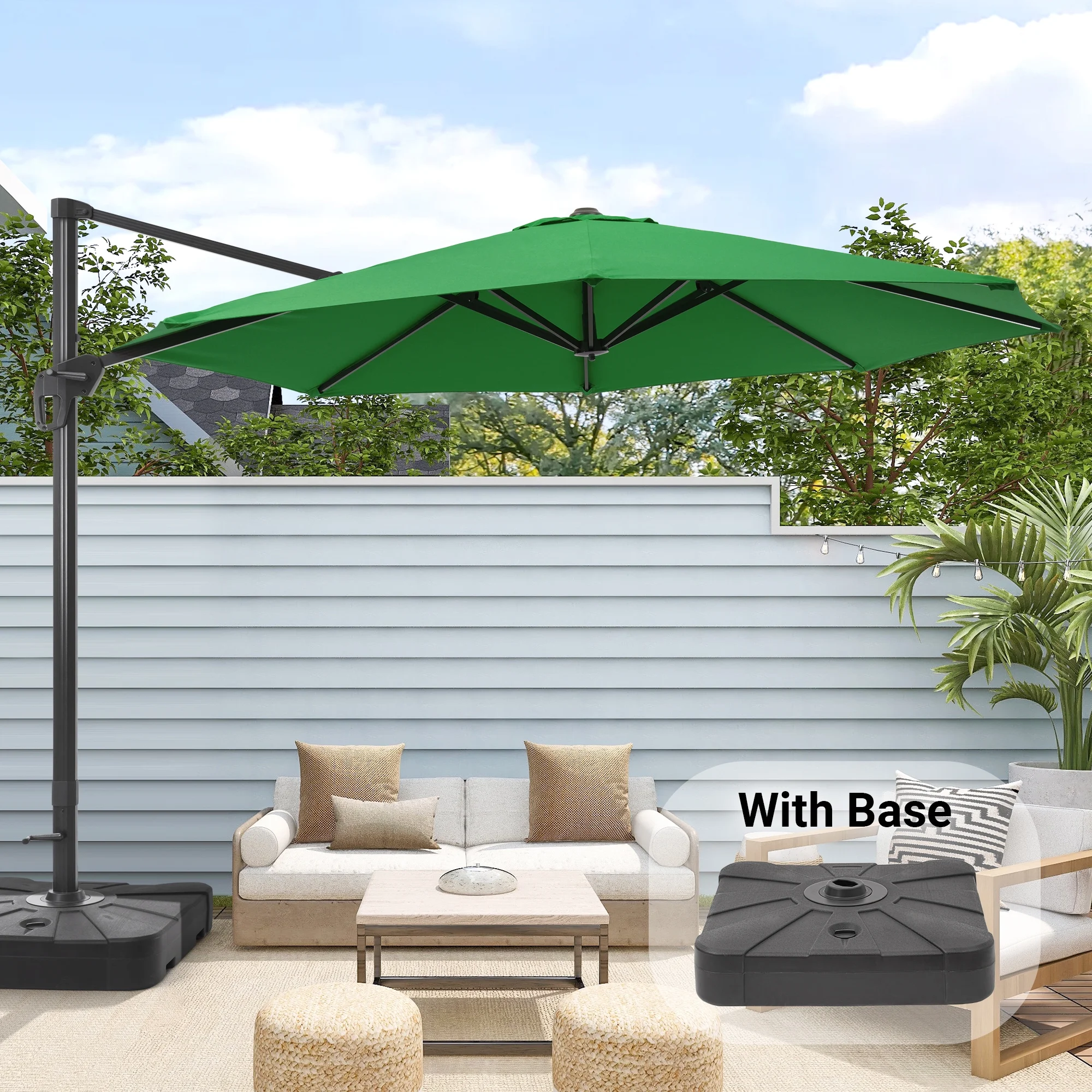 FLAME&SHADE 11ft Round Outdoor Patio Offset Hanging Cantilever Umbrella ...