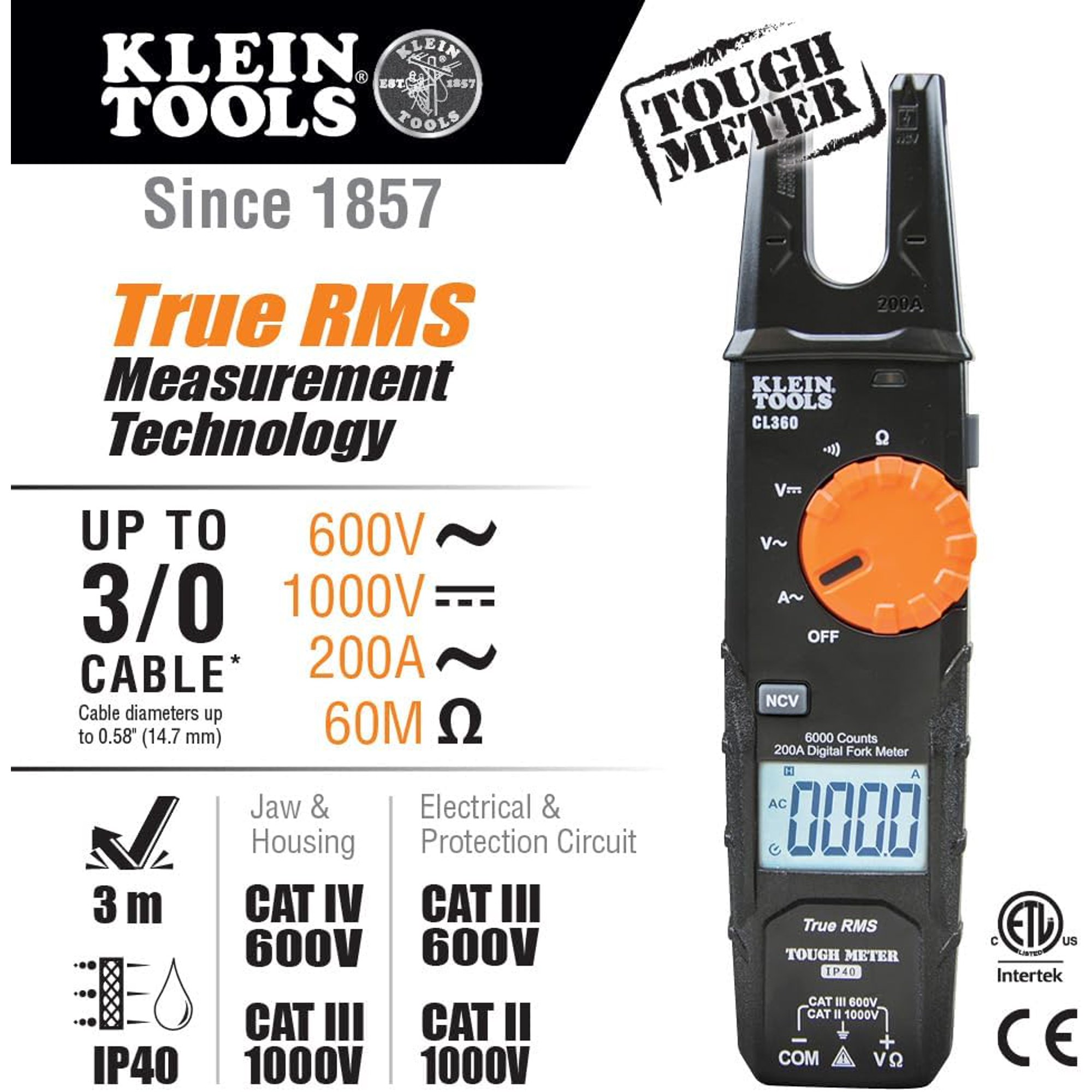 MLWWS-CL360 CL360 Electrical Tester, Open Fork Non-Contact Voltmeter ...