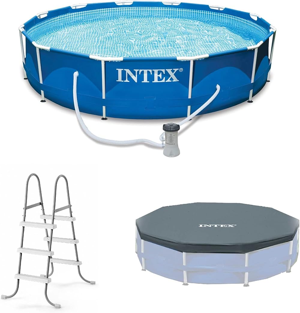 Intex 12' x 30" Round Metal Frame Outdoor above Ground Swimming Pool ...