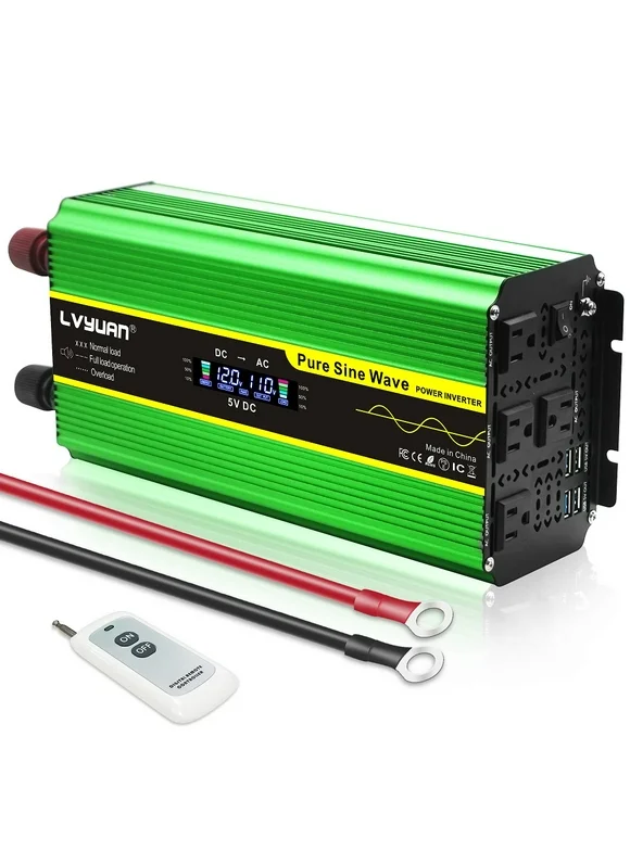 Yinleader 3000 Watt Pure Sine Wave Power Inverter 12V to 110V DC to AC ...