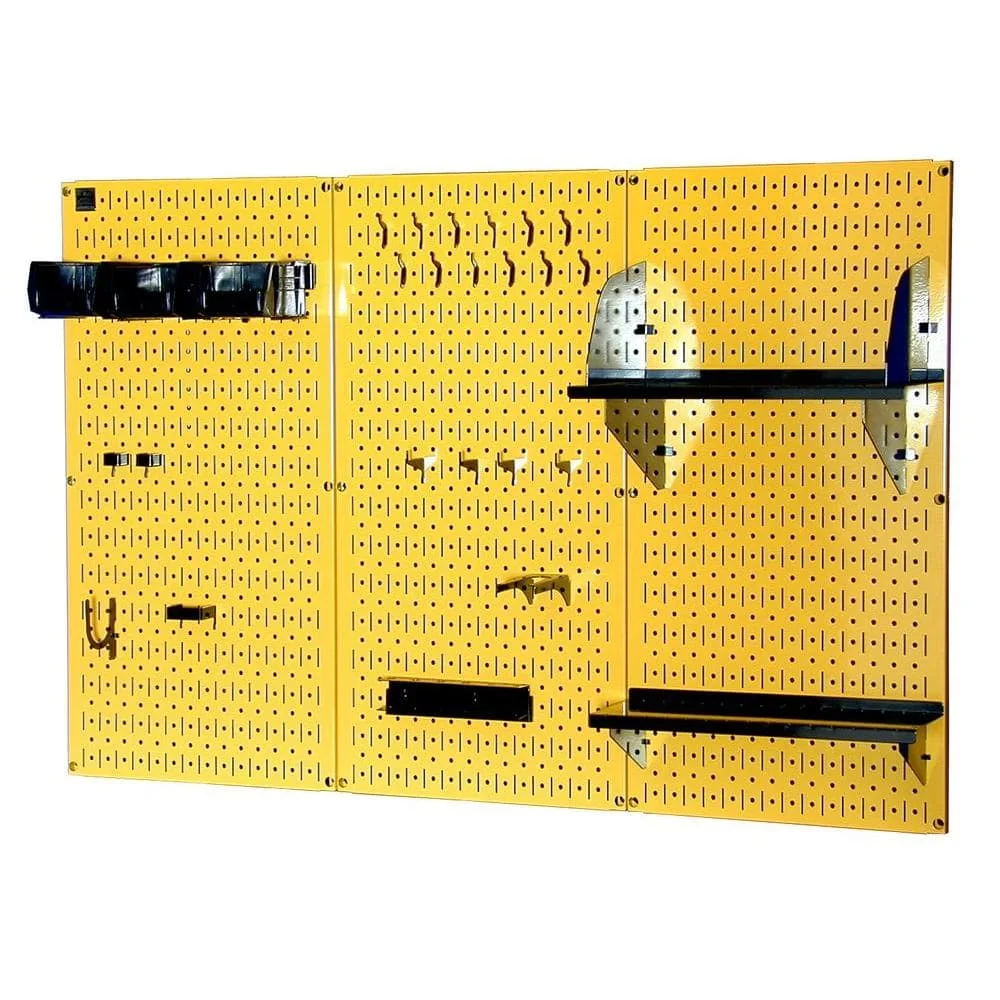 32 in. x 48 in. Metal Pegboard Standard Tool Storage Kit with Yellow ...