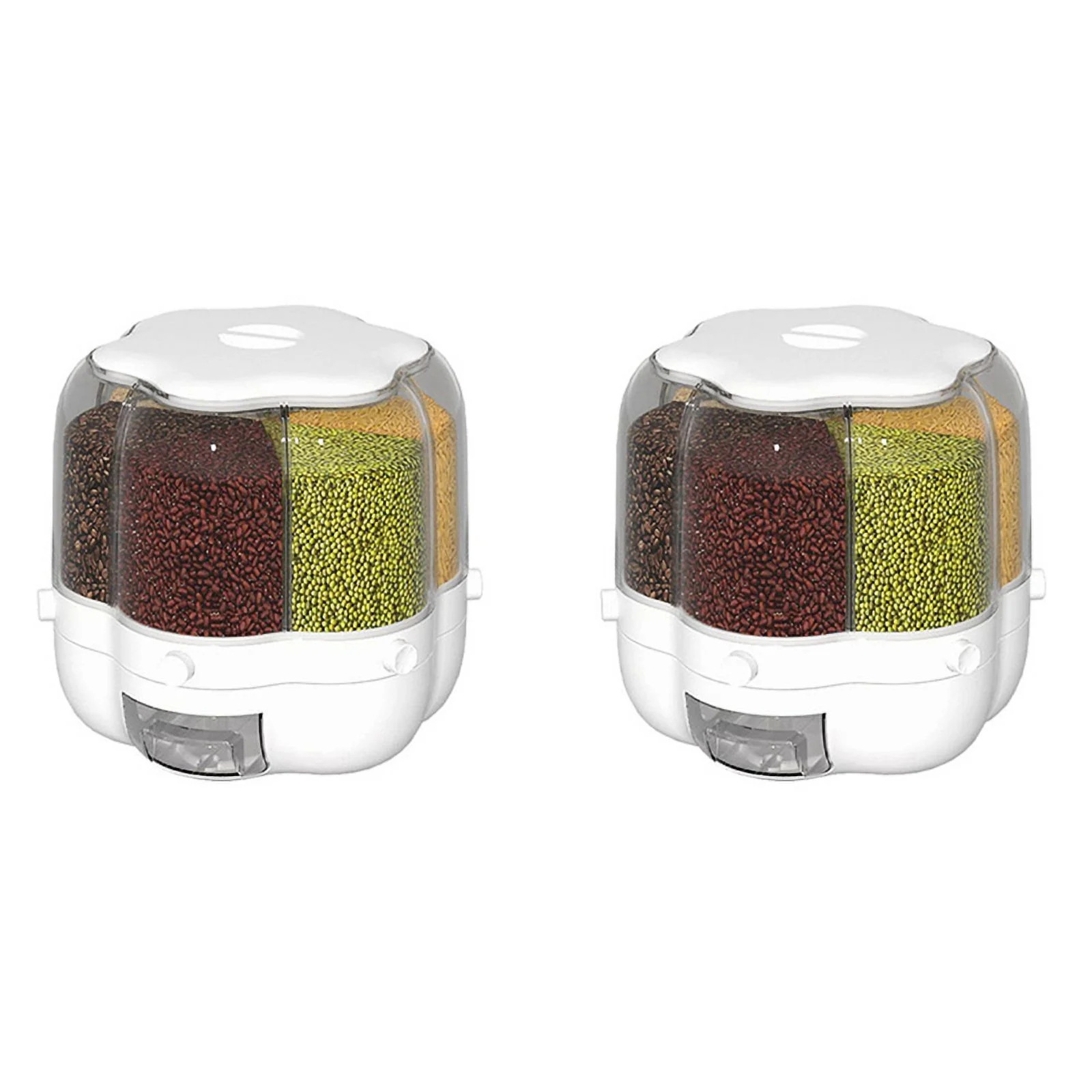2X Rotating Food Dispenser Rice Bucket Rice Storage Tank Sealed Grain ...