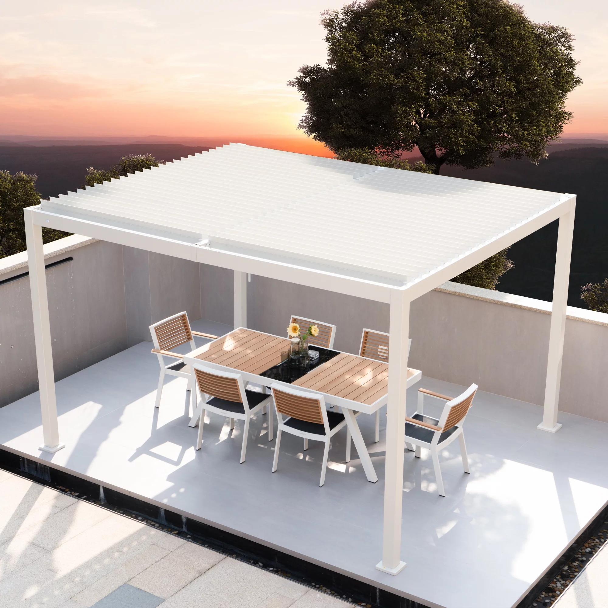 Kozyard Elizabeth Outdoor Louvered Pergola Sun Shade Aluminum Pergola ...