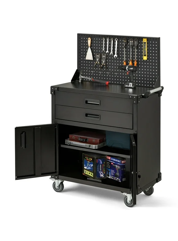 AECOJOY Metal Steel Mobile Tool Cart with Storage Drawer Tool Chest On ...