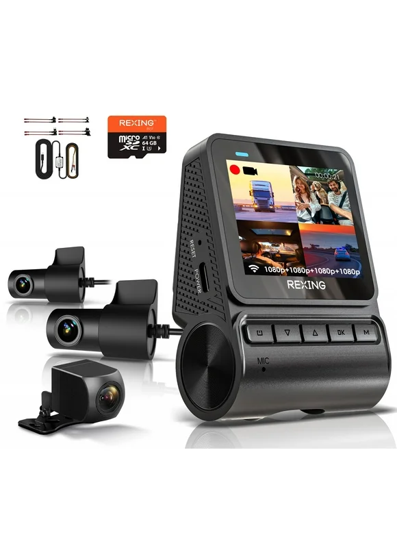 Rexing RH2-4 Quad-Channel Dash Cam 1080p Front, Rear, Cabin, and ...