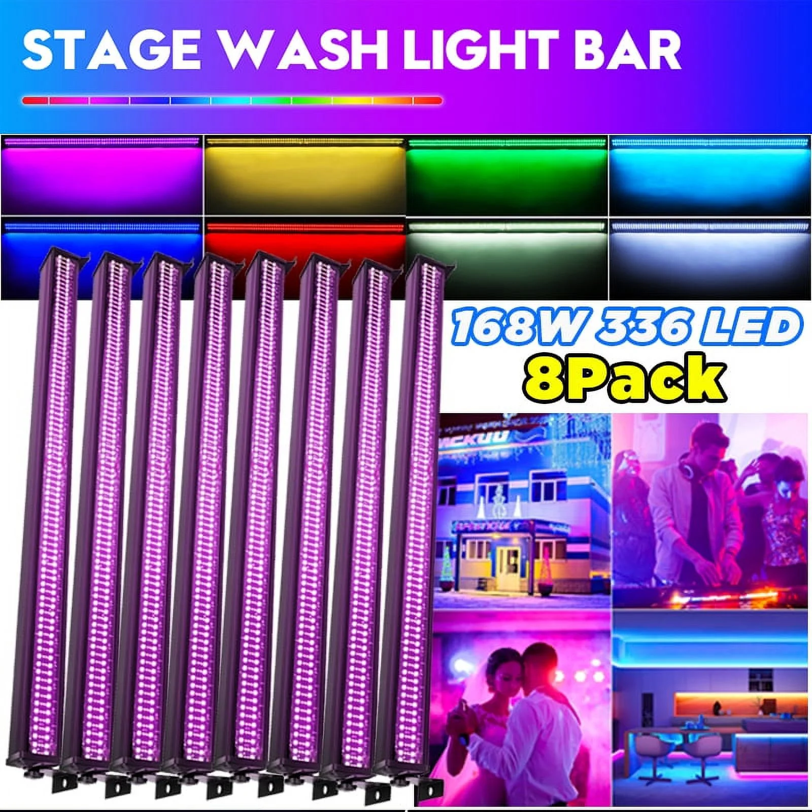 8pcs Stage Light Bar, 336 SMD RGB LED RGBW DJ Light Bar, Wall Washer ...