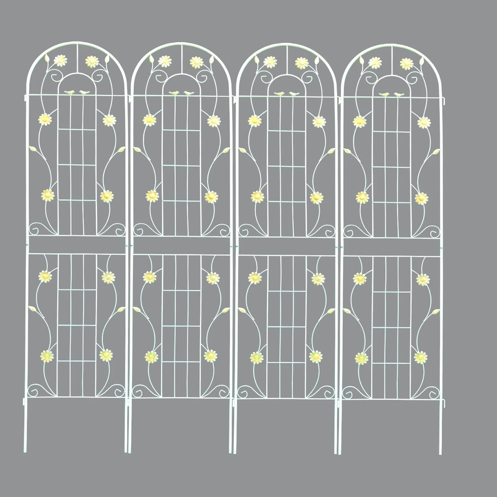 Miniyam 4 Pack 86.7x19.7in Arch Garden Trellis with White Metal Coating – Perfect for Supporting ...