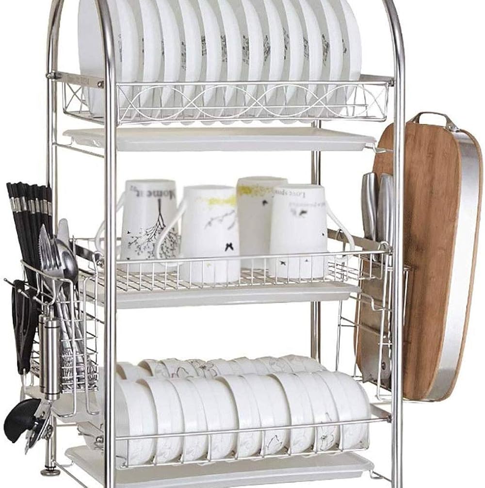 Drain Rack - Tableware Drying Rack, Kitchen Three-Layer Drain Rack ...
