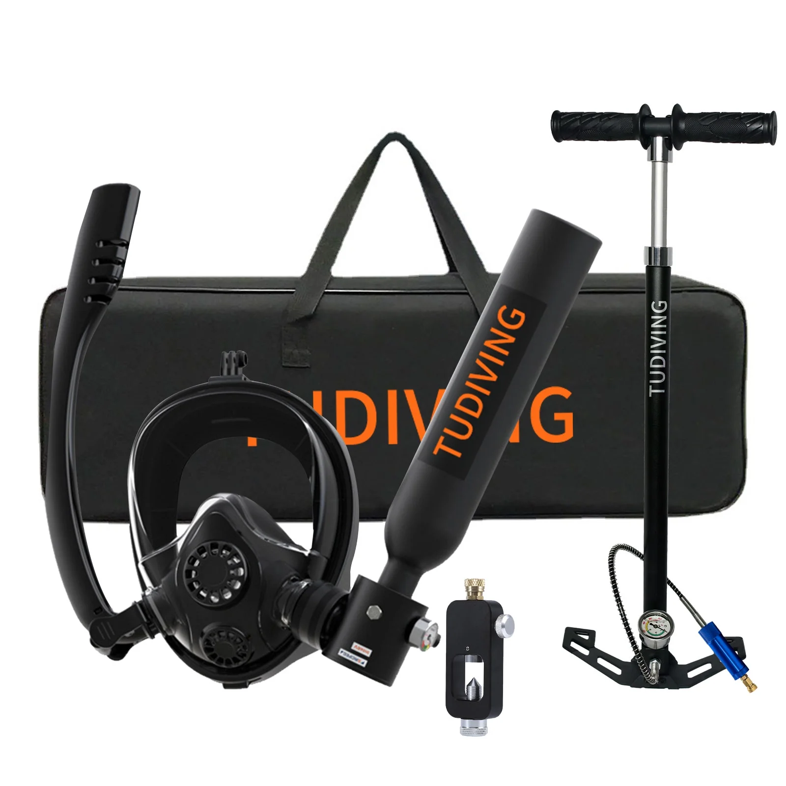 TUDIVING-0.5L Scuba Diving Tank Kit Mini Oxygen Cylinder with Full Face ...
