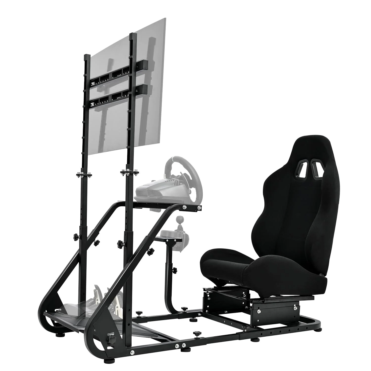 Supllueer Racing Sim Cockpit WIth TV Mount Racing Seat Fit Logitech ...