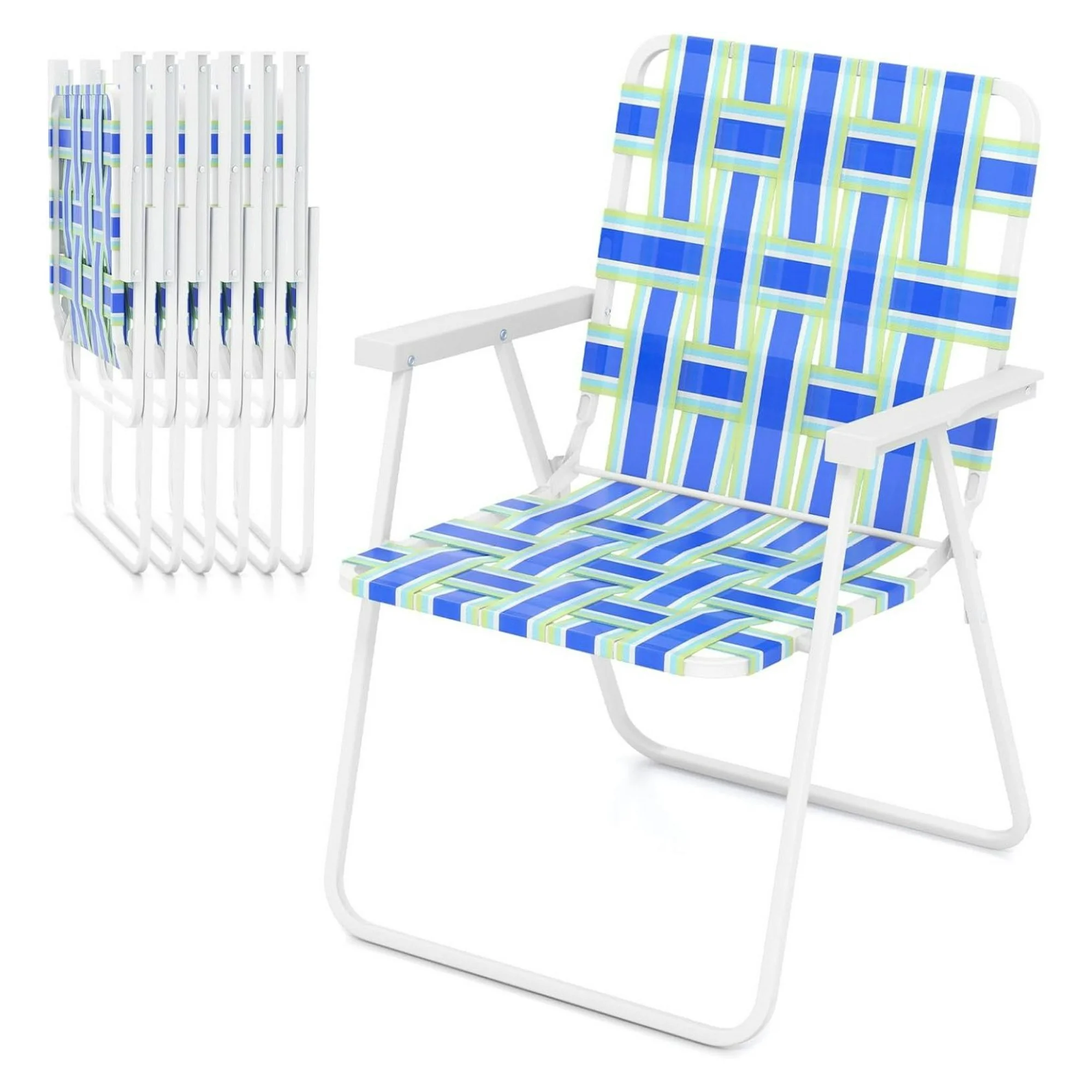 WoZHe Beach Chair Set of 6, Portable Folding Lawn Chairs Webbing with ...