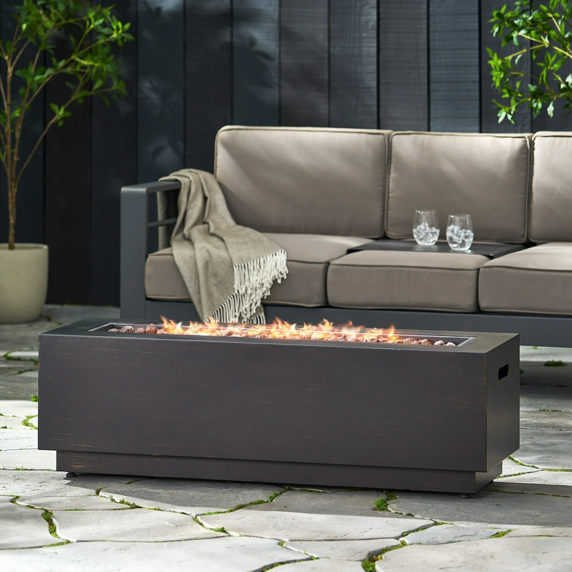 CoSoTower Rectangulat Iron Fire Pit-50 000Btu - Overstock Texas