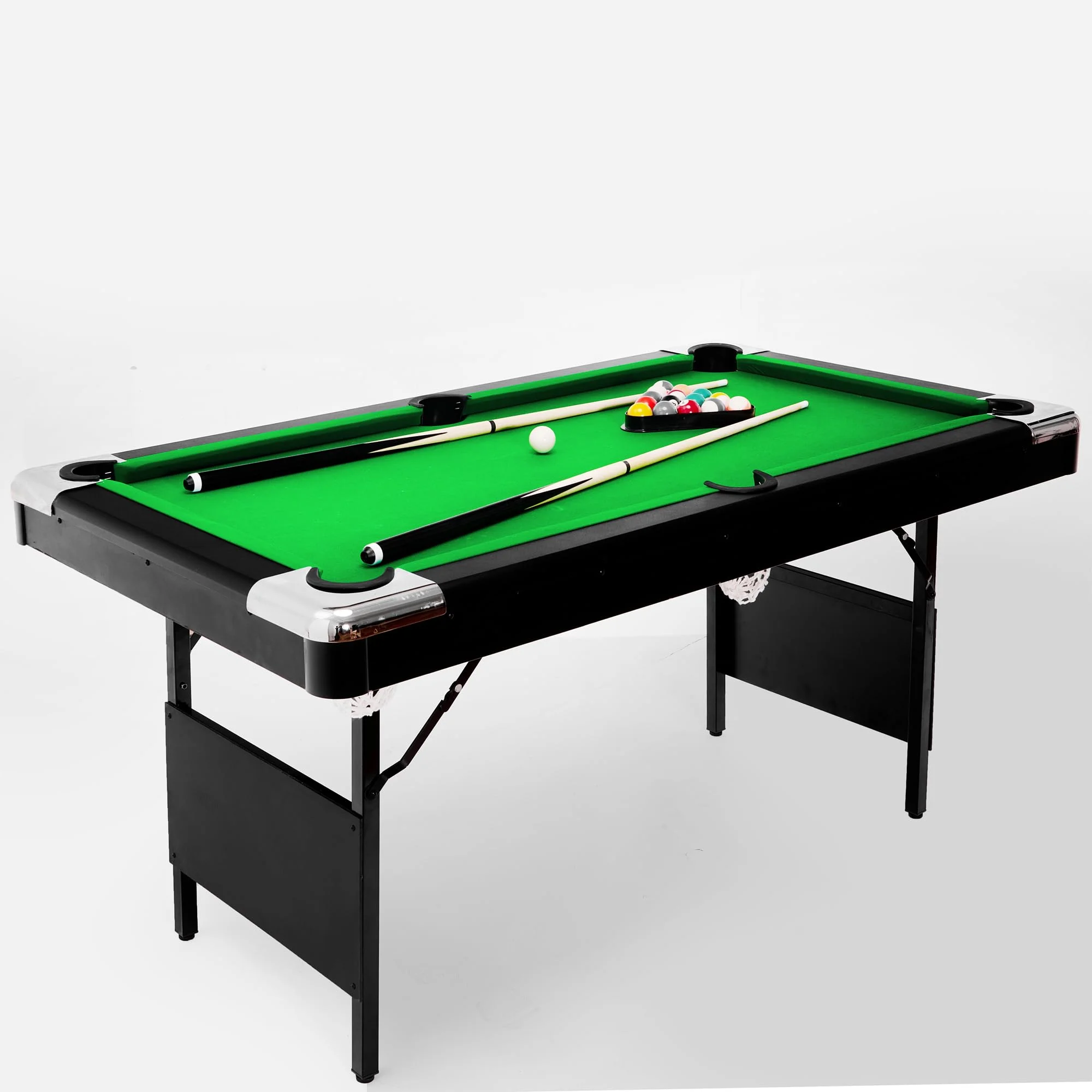 65.75 in Folding Pool Billiard Table with 2 Cue Sticks,Portable Compact ...