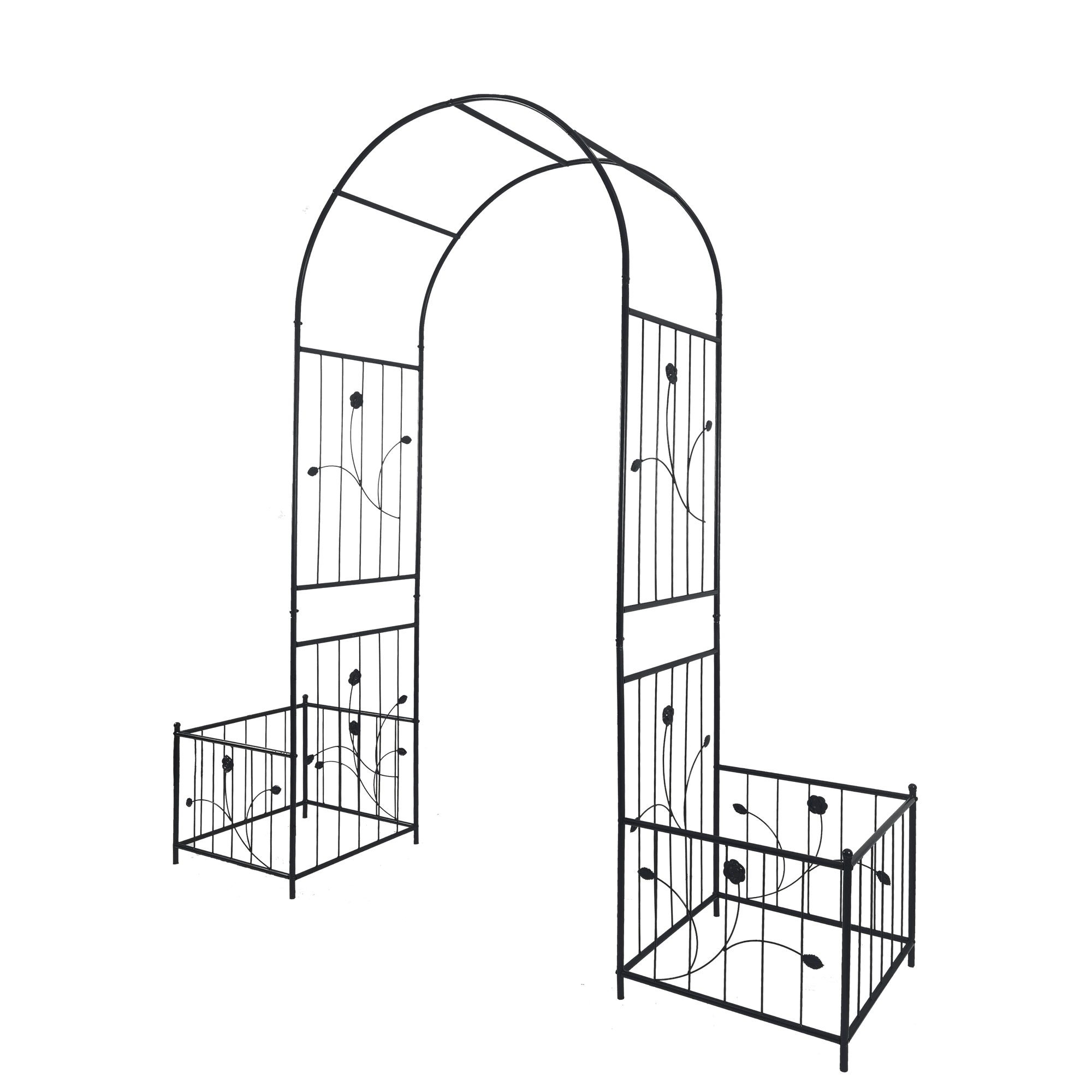 RONSHIN Metal Garden Arch, Wedding Arch with 2 Side Flower Racks, Rust ...