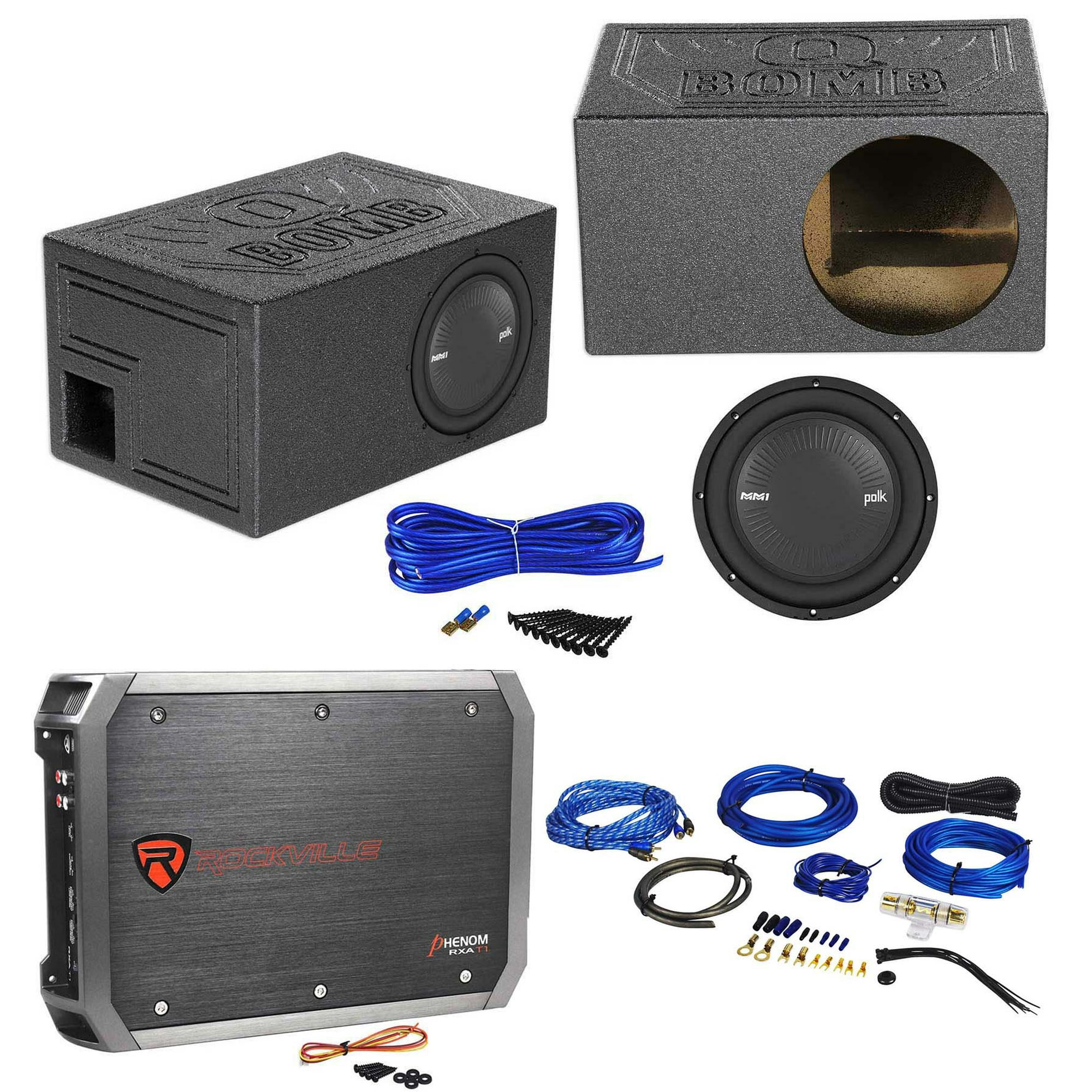Polk Audio MM1042SVC 10 1200w Car Subwoofer+Vented Sub Box+Amplifier ...