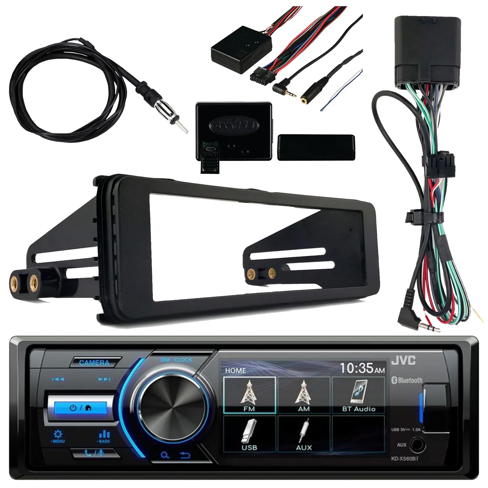 Marine USB AUX Radio Stereo Bluetooth Receiver Bundle, 1998-2013 Harley ...